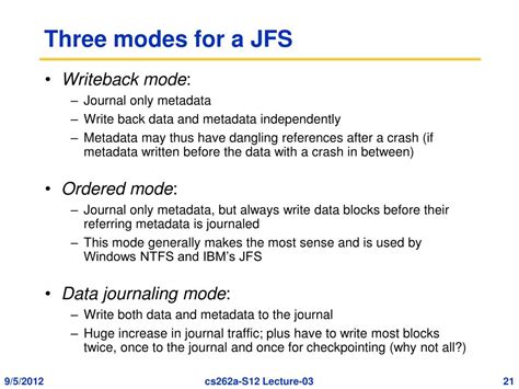 Ppt Eecs 262a Advanced Topics In Computer Systems Lecture 3 Filesystems September 5 Th 2012