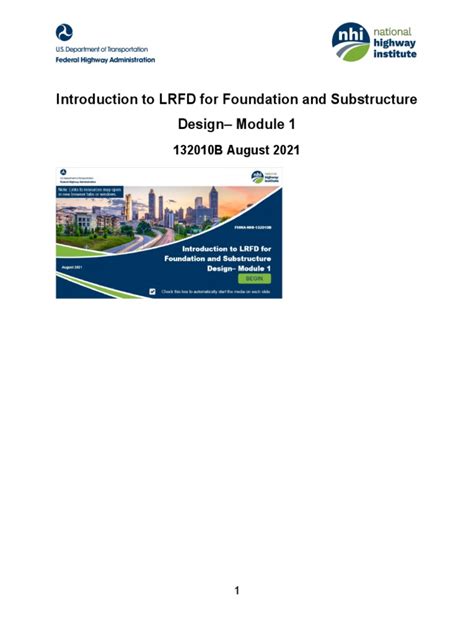 Introduction To Lrfd For Foundation And Substructure Design Module 1
