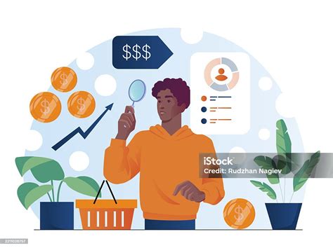Analyst Tracks Demand Man With Magnifying Glass Evaluates Graphs And