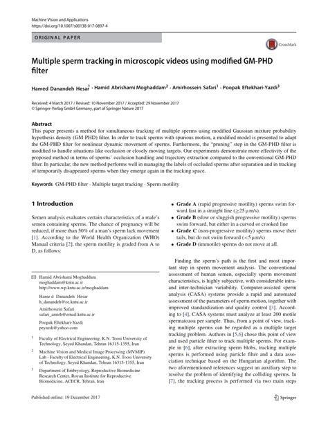 Pdf Multiple Sperm Tracking In Microscopic Videos Using Modified Gm Phd Filter