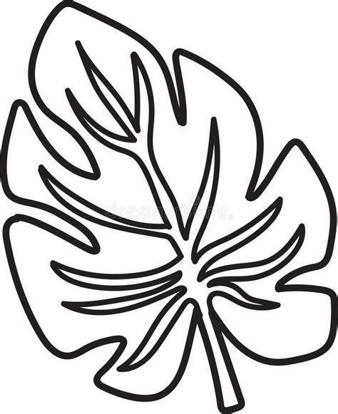 A Leafy Plant With A Black Outline Stock Vector Illustration Of Retro