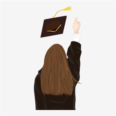 красивая ручная роспись выпускной девушки обратно элемент Png Png