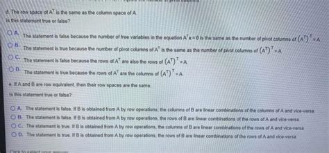 solved for parts a through e a is an mxn matrix mark each