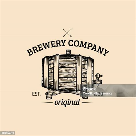 크 래 프 트 맥주 배럴 기호입니다 벡터 빈티지 Homebrewing 레이블입니다 스케치 된 라 거 레스토랑 바 펍 메뉴 맥주 술 통 그림 맥주 공장에 대한 스톡 벡터 아트