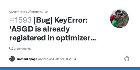 Bug Keyerror Asgd Is Already Registered In Optimizer At Torchoptim