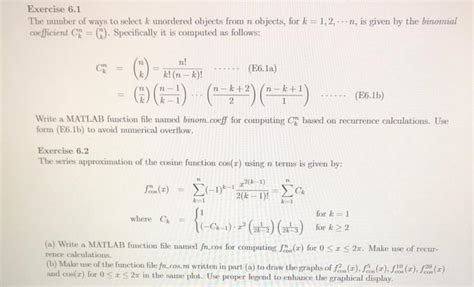 Solved Exercise 61 The Member Of Ways To Select K Unordered