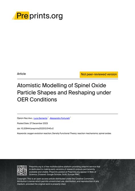 Pdf Atomistic Modelling Of Spinel Oxide Particle Shapes And Reshaping Under Oer Conditions