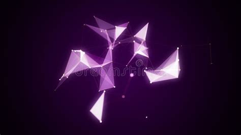 Futuristic Geometric Chaotic Shape With Connecting Dots And Lines Abstract Purple Digital