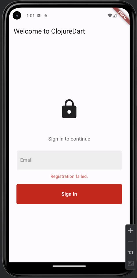 clojuredart and firebase auth buttondown