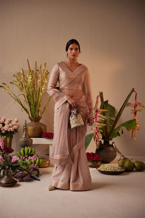 Buy Varq Nude Shazia Sari Elan Store