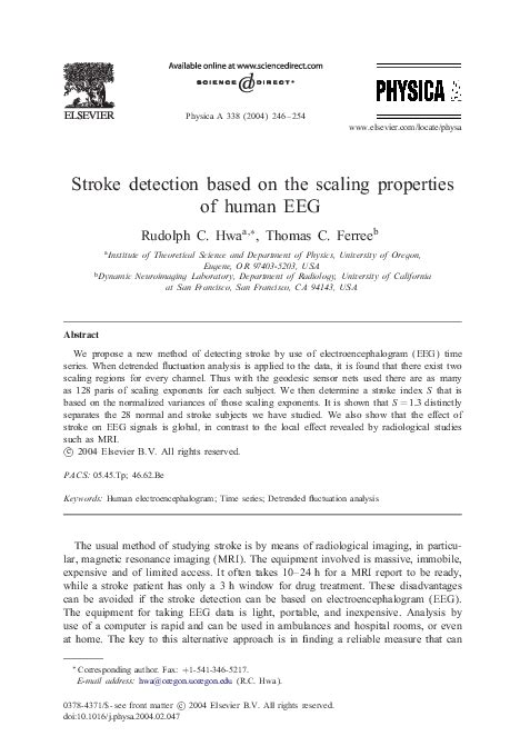 Pdf Stroke Detection Based On The Scaling Properties Of Human Eeg