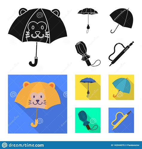 Isolated Object Of Protection And Closed Logo Set Of Protection And Rainy Stock Symbol For Web