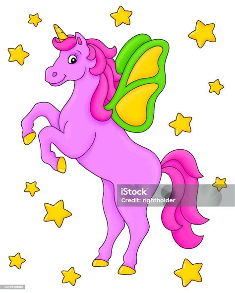 날개가 달린 귀여운 유니콘 마법의 요정 말 만화 캐릭터 다채로운 벡터 일러스트레이션 흰색 배경에 격리 디자인 요소입니다 디자인