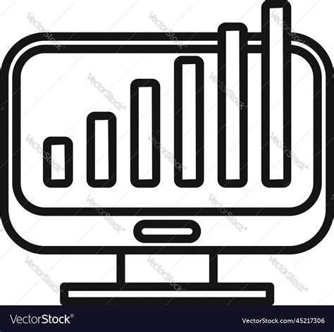 Online Computer Graph Icon Outline Real Royalty Free Vector