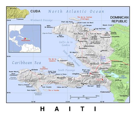 Detailed Political Map Of Haiti With Relief Haiti North America