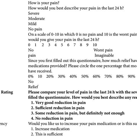 Follow Up Pain Assessment Questionnaire Follow Up Pain Assessment