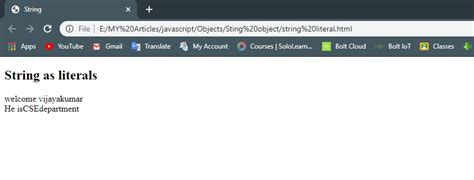 String Objects In Javascript