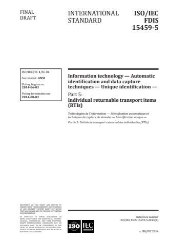 ISO IEC 15459 5 2014 Information Technology Automatic Identification And Data Capture Techniques