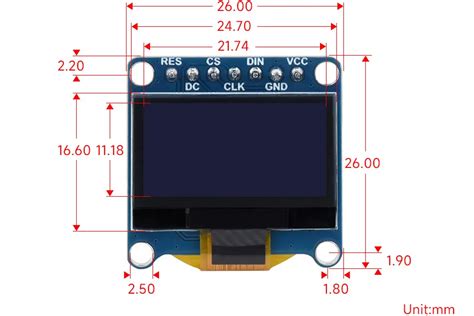 Módulo de Pantalla OLED de pulg Resolución x SPI I C E Color Azul Waveshare RobotShop