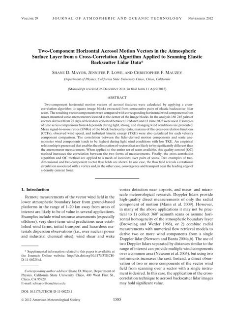 Pdf Two Component Horizontal Aerosol Motion Vectors In The Lidar