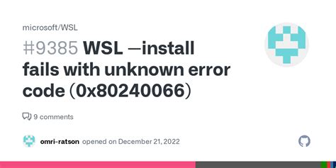 Wsl Install Fails With Unknown Error Code 0x80240066 · Issue 9385