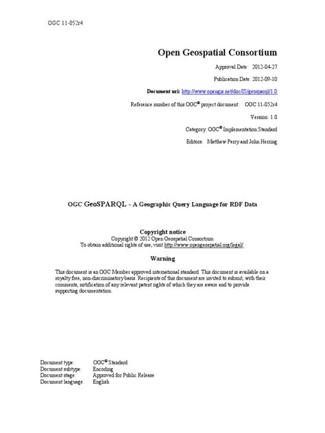 Pdf 11 052r4 Ogc Geosparql A Geographic Query Language For Rdf Data