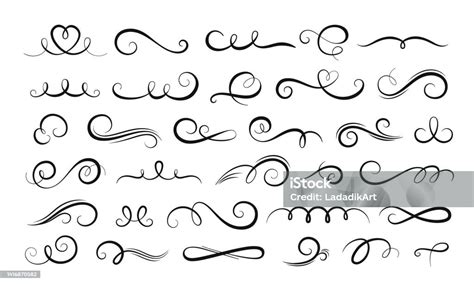 캘리그래피는 칸막이를 소용돌이 치며 윤곽선은 국경을 닦습니다 장신구 필리그리는 소용돌이 치는 라인 핸드 디자인 소박한 번성 장식 인종 차별적 인 벡터 세트 스워시에 대한