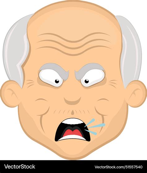 Face Old Man Grandfather Screaming Royalty Free Vector Image