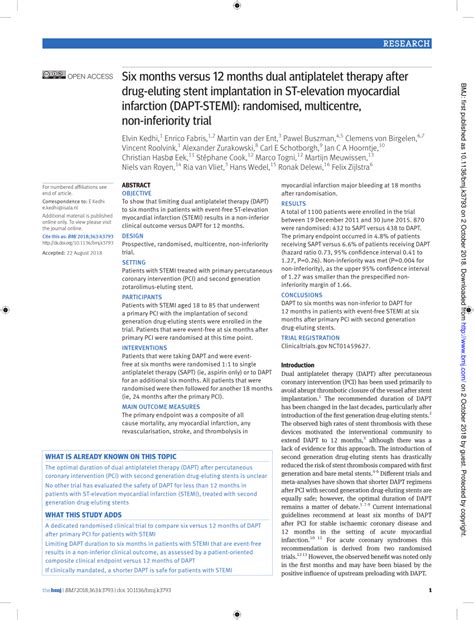 Pdf Six Months Versus 12 Months Dual Antiplatelet Therapy After Drug Eluting Stent