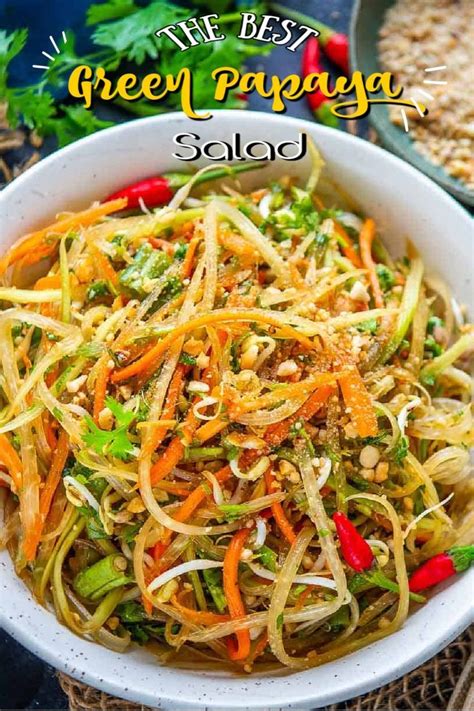 Thai Green Papaya Salad Som Tam Recipe Thai Green Papaya Salad