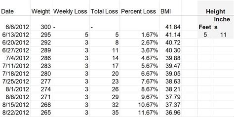 Weight Loss Chart Template 9 Free Word Excel Pdf Format Download