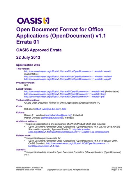 Open Document Format For Office Applications