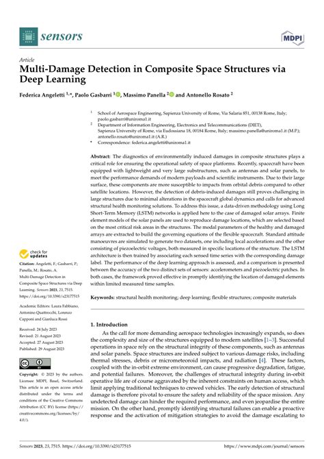 PDF Multi Damage Detection In Composite Space Structures Via Deep Learning