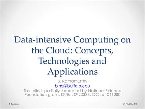 Ppt Data Intensive Computing On The Cloud Concepts Technologies And Applications Powerpoint