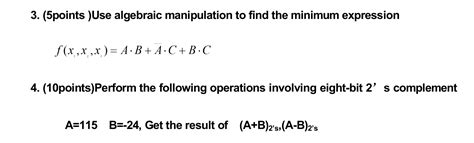 Solved 3 5points Use Algebraic Manipulation To Find The