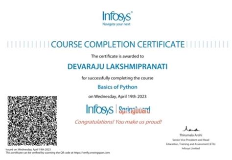 Devaraju Lakshmi Pranati On Linkedin Python Infosysspringboard