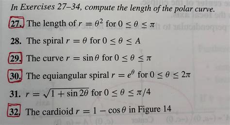 Solved In Exercises 2734 Compute The Length Of The Polar Chegg Com