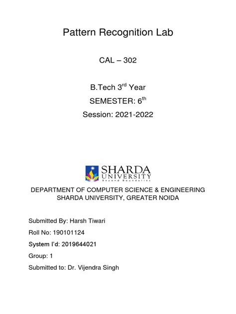 Pattern Recognition Lab Pdf Principal Component Analysis