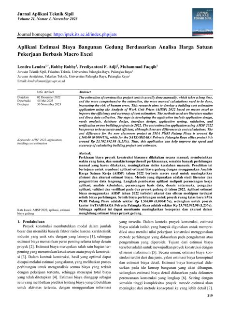 Pdf Building Cost Estimation Application Based On Unit Price Analysis