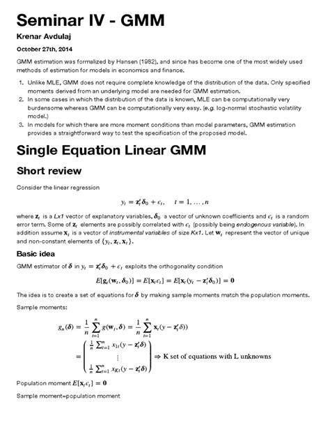 Gmm Pdf Errors And Residuals Ordinary Least Squares