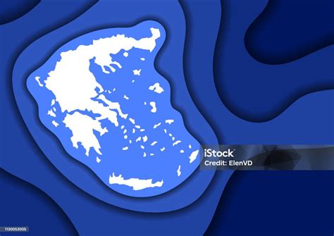 그리스 지도 개요에서에서 도식 레이어 3d 파도 잘라 종이 고 다른 하나를 숨깁니다 배너 포스터 인사말 카드에 대 한 레이아웃입니다 벡터 일러스트입니다 3차원 형태에 대한