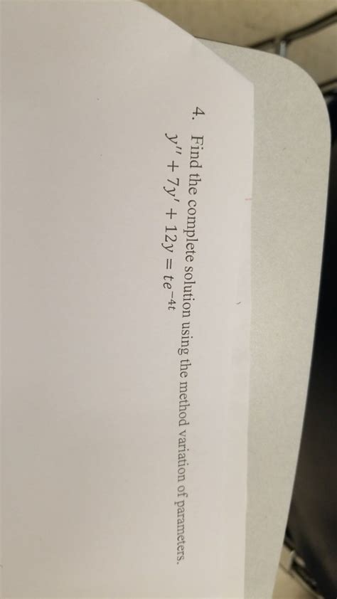 Solved E Solution Using The Method Variation Of Parameters