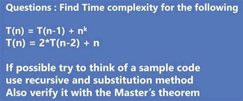 Solved Questions Find Time Complexity For The Following
