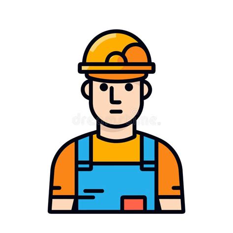 Builder Icon Construction Worker Icon Isolated Cartoon Engineer Icon Stock Vector