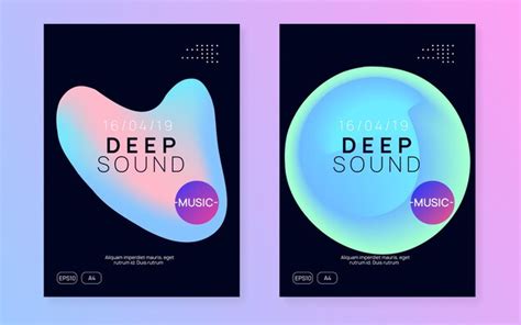 전자 파티 집과 디스코텍 레이아웃 브로셔의 웨이브 글리치 리니어 테크노 이벤트 프레젠테이션 디자인을 위한 동적 패턴입니다