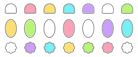 스티치 스티커 디자인 세트입니다 추상 그래픽 패치입니다 다채로운 포장을 위한 현대적인 요소 라벨 배지 기하학적 형태와 프레임 다른 모양 벡터 그림 가격에 대한 스톡 벡터