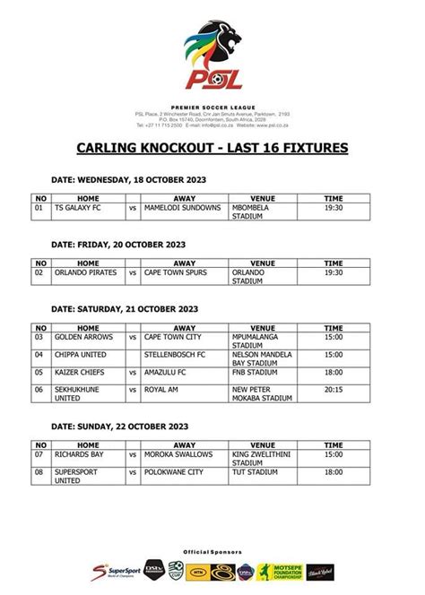 2023 Psl Carling Knockout Cup Latest Updates Fixtures Sport Plus