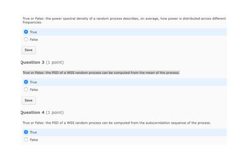 Solved True Or False The Power Spectral Density Of A Random Chegg