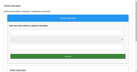 Octal Calculator Addition Subtraction Multiplication And Division