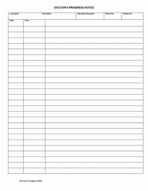Printable Progress Notes Form Printable Forms Free Online